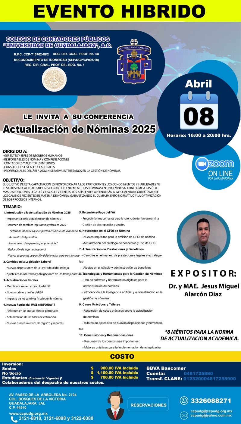 ACTUALIZACIÓN DE NÓMINAS 2025 | Colegio de Contadores Publicos ...